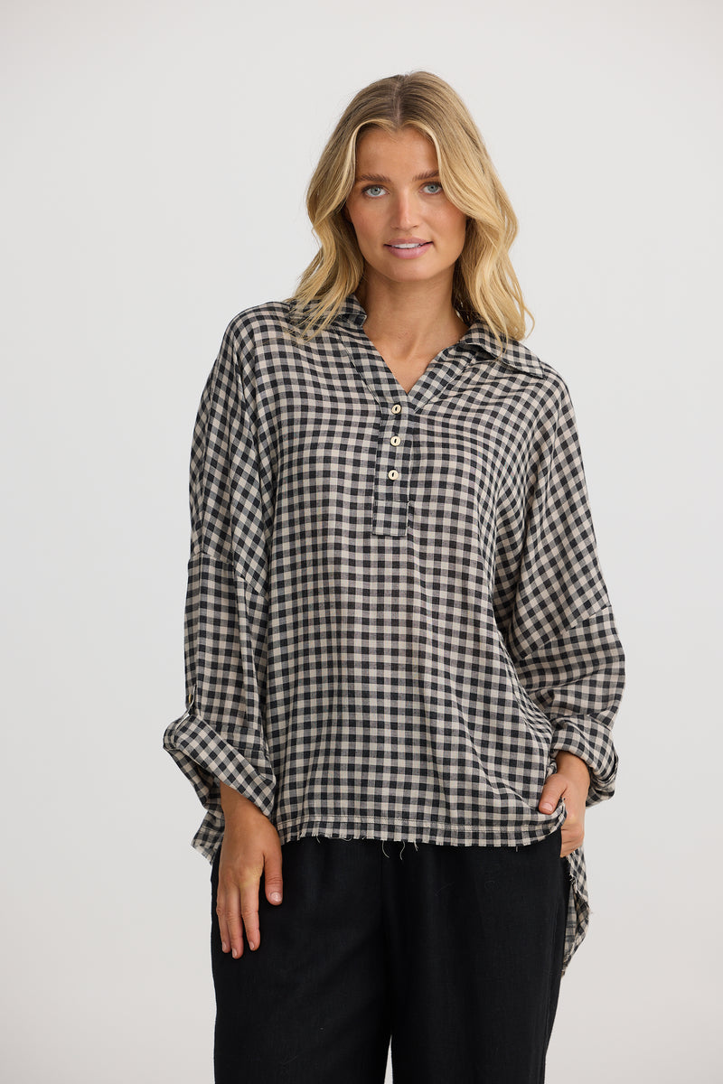 The Shanty Amar Shirt - Natural with Black Check – Alabaster Store
